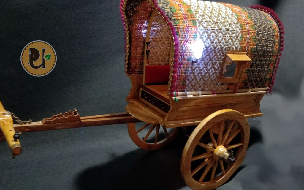 Miniature Wooden Passenger Bullock Cart. with Lighting Vil Vandi