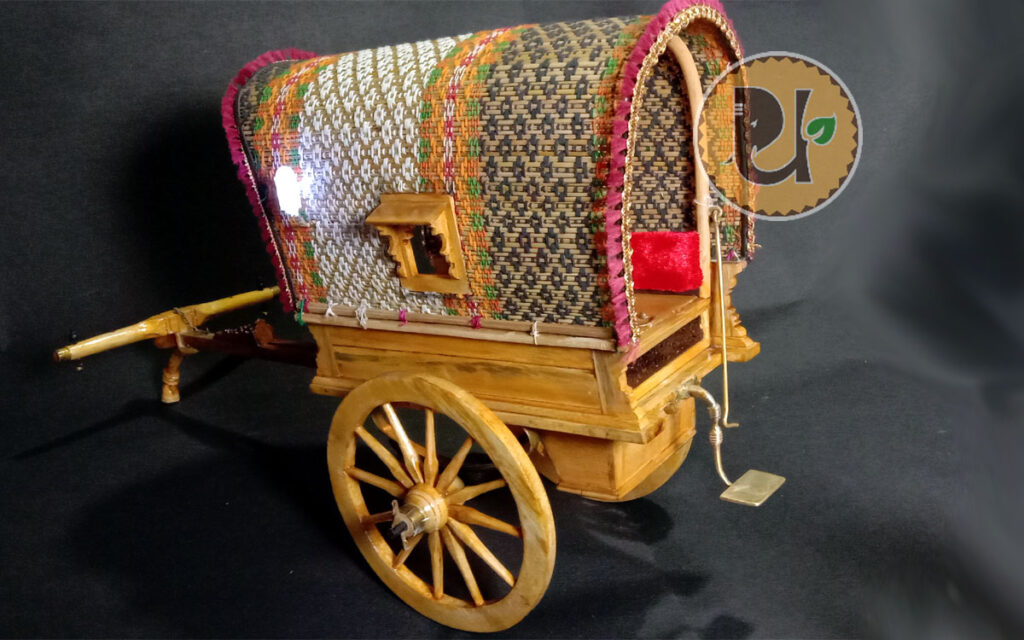 Miniature Wooden Passenger Bullock Cart. with Lighting Vil Vandi