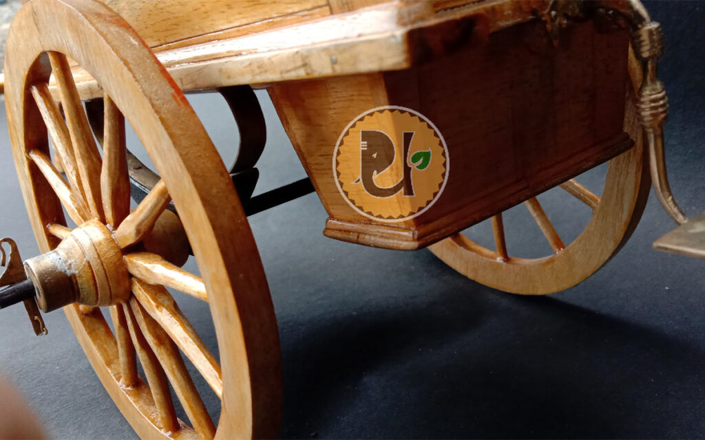 Miniature Wooden Passenger Bullock Cart. with Lighting Vil Vandi